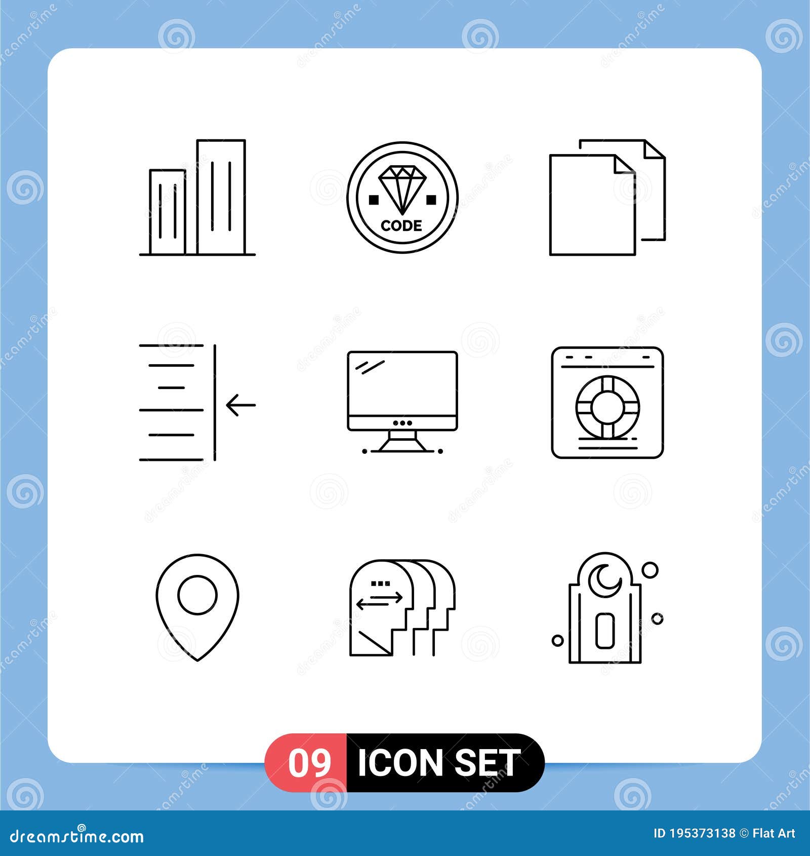 Set of 9 Commercial Outlines Pack for Computer, Right, Development ...