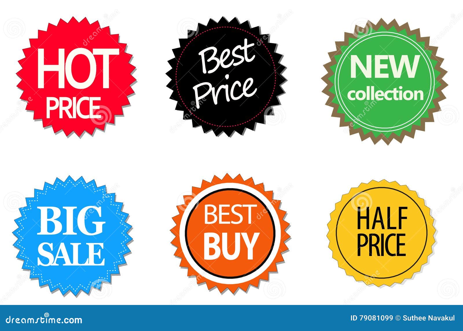 Set of Commercial Sale Stickers, Elements and Badges Stock Vector ...