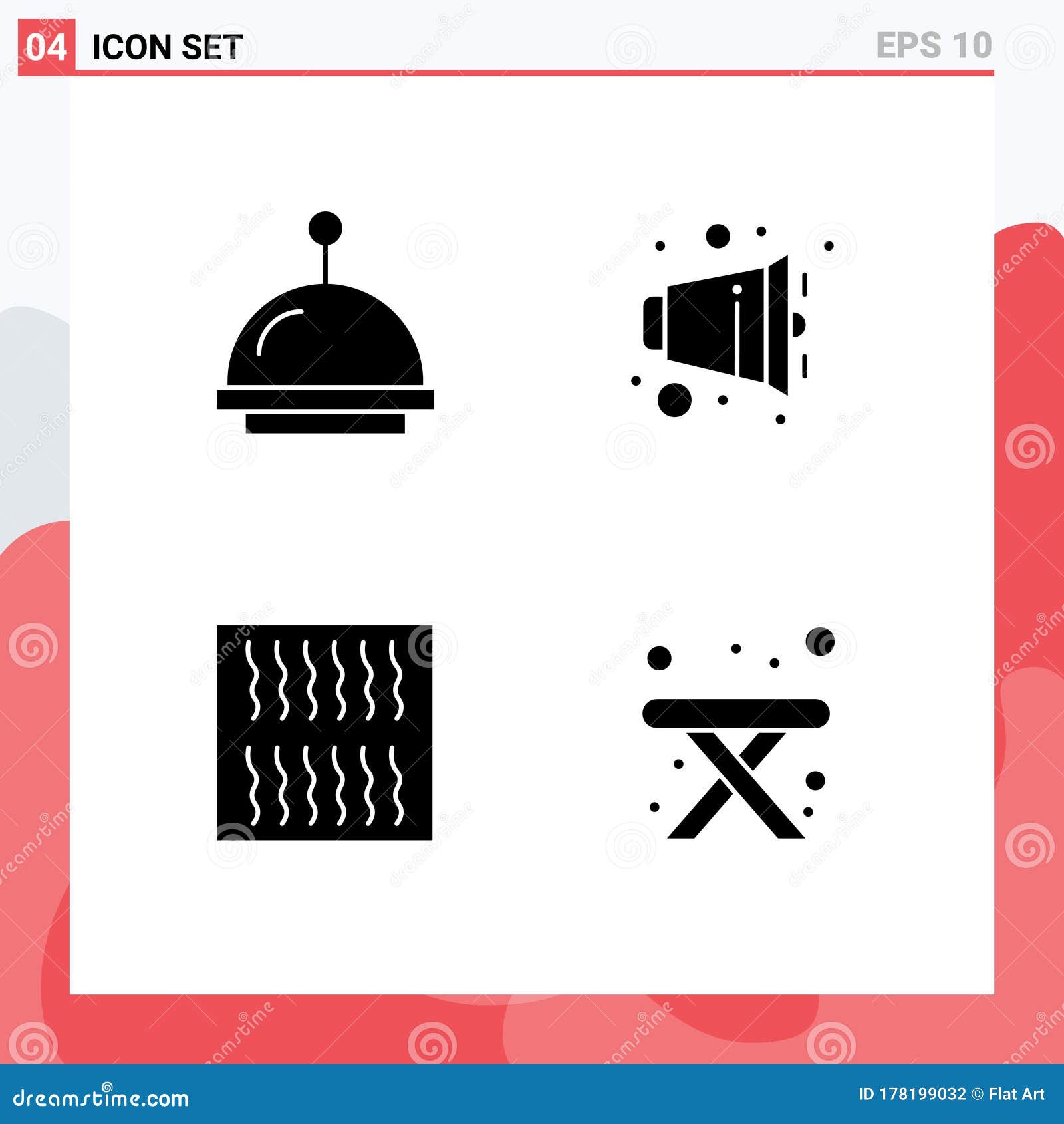 Set of 4 Commercial Solid Glyphs Pack for Alarm, Reignite, Audio ...