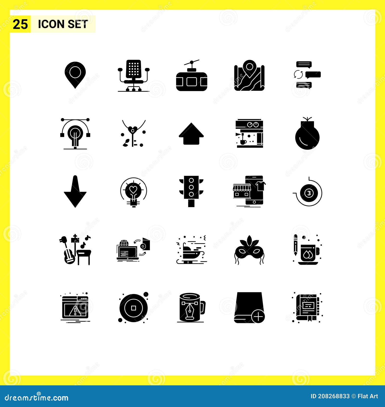 Set of 25 Commercial Solid Glyphs Pack for Chat, Google, Journey ...