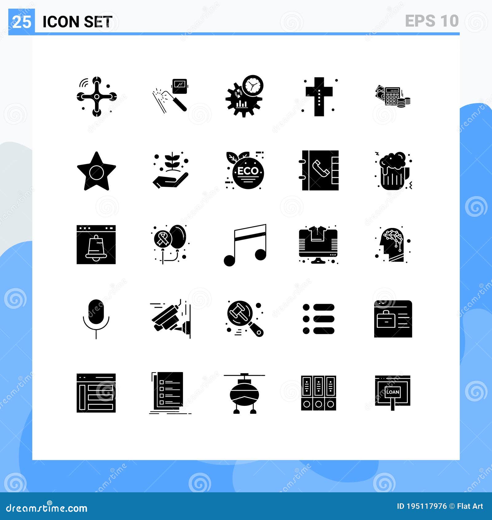 Set of 25 Commercial Solid Glyphs Pack for Tombstone, Graveyard ...