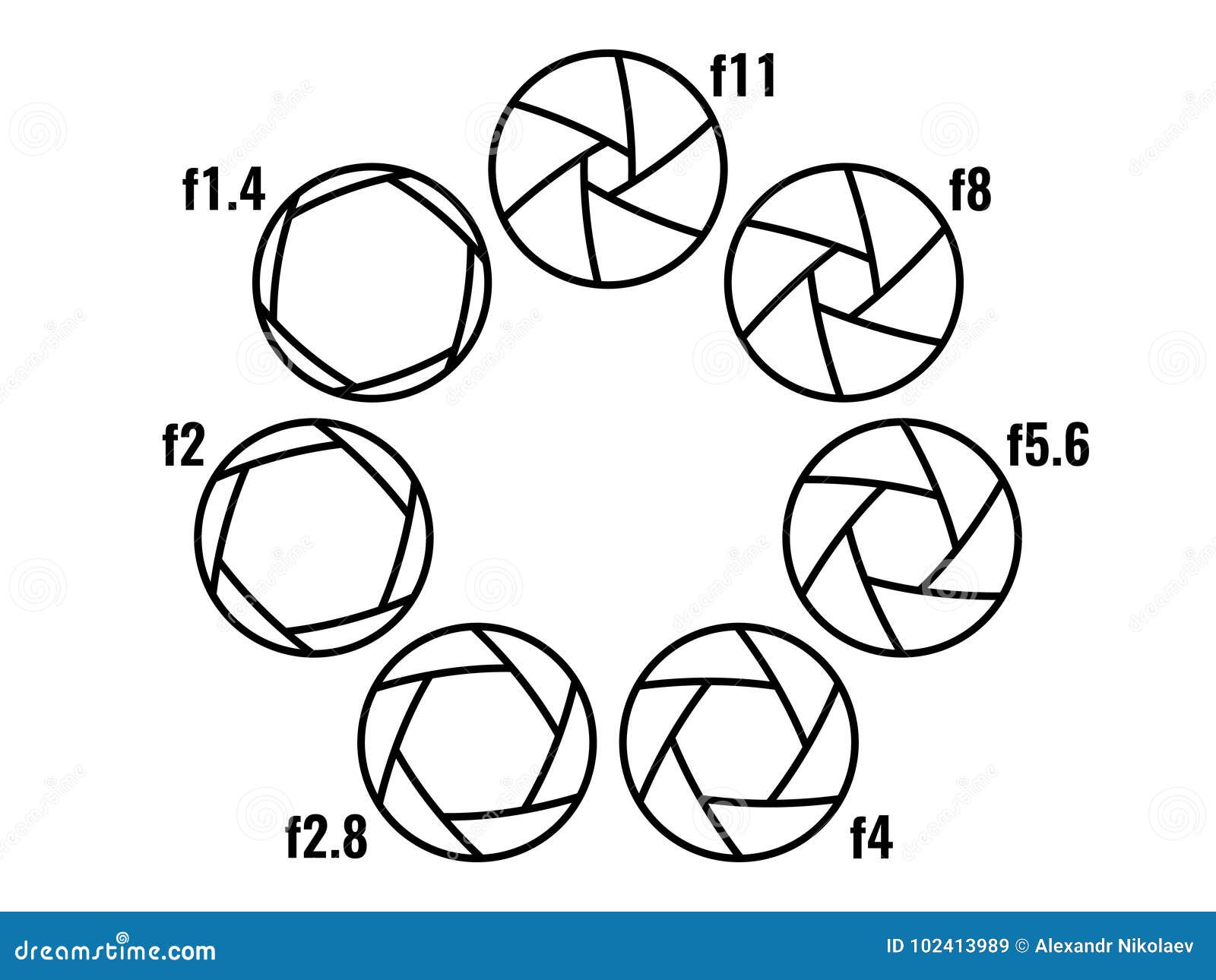 Set of Common Aperture Values Stock Vector - Illustration of blade ...