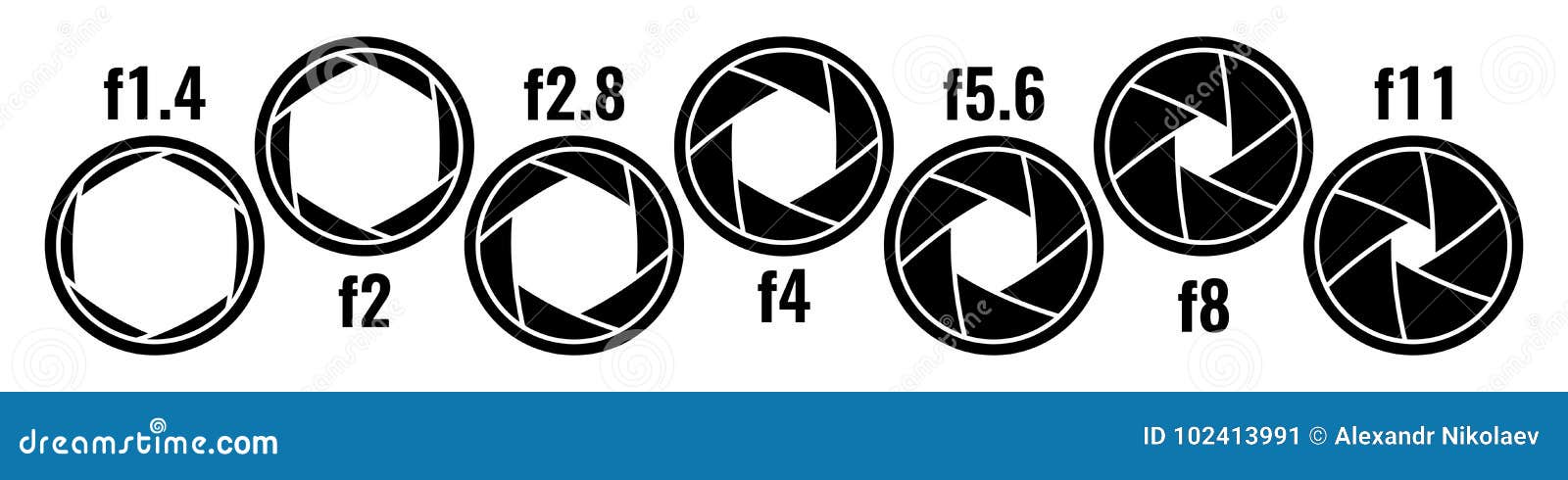 Set of Common Aperture Values Stock Vector - Illustration of aperture ...