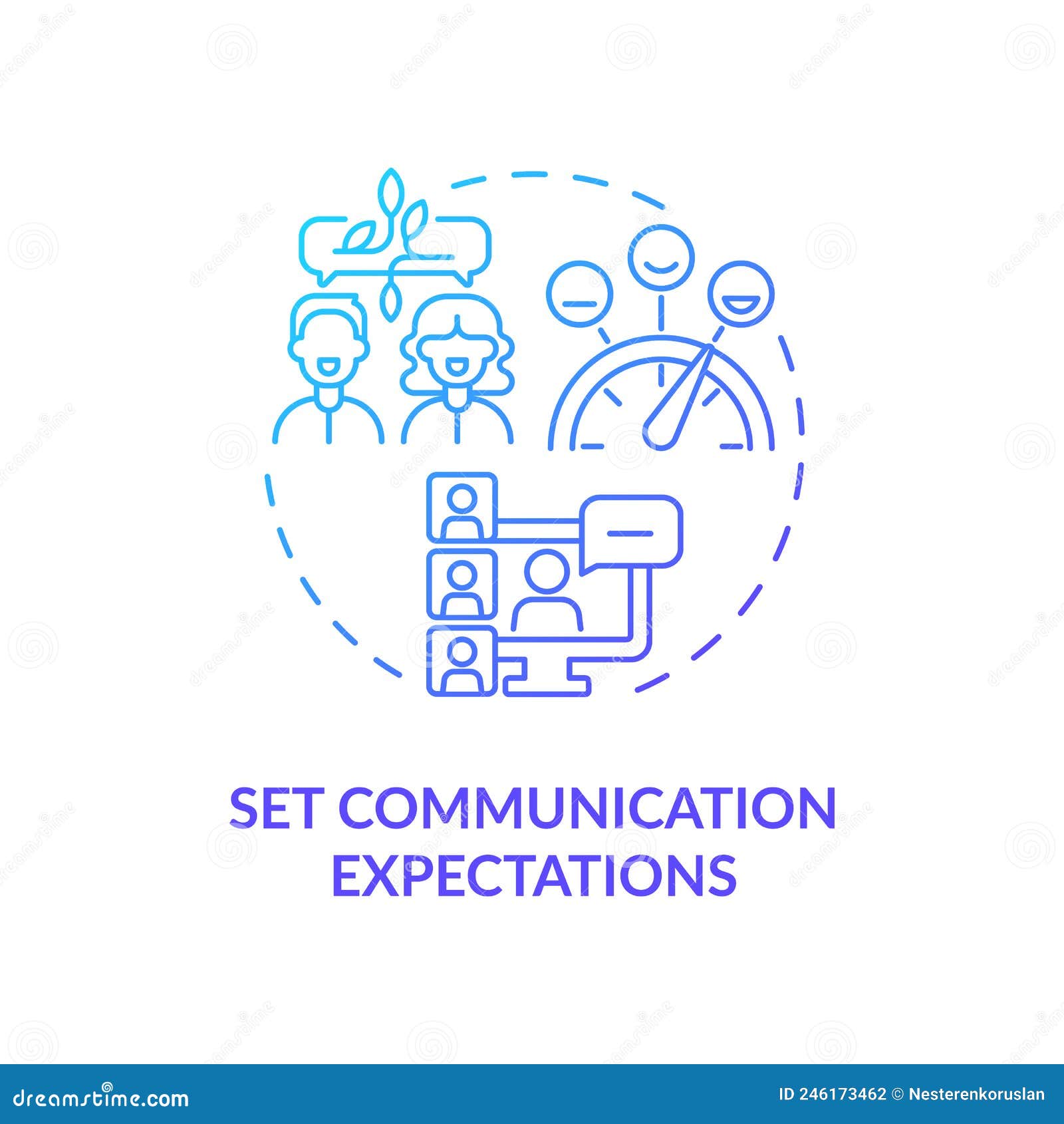 Set Communication Expectations Blue Gradient Concept Icon Stock Vector ...