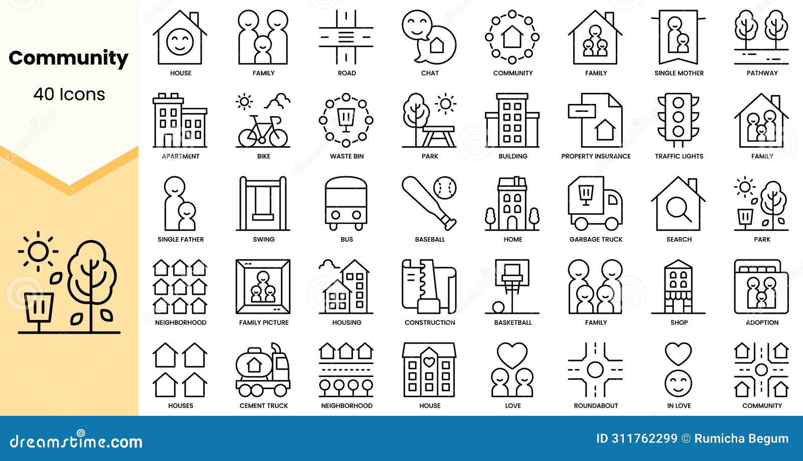 Set of Community Icons. Simple Line Art Style Icons Pack Stock Vector ...