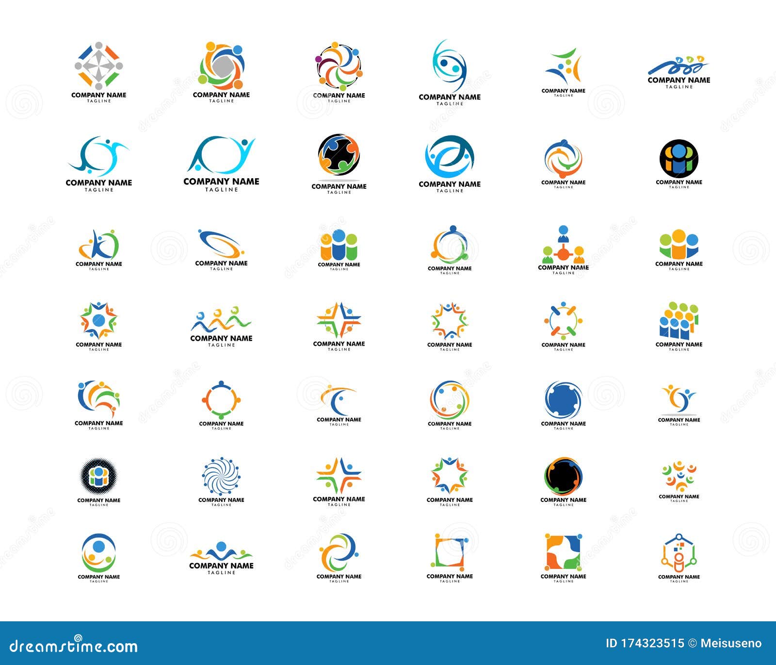 Set of Community People Vector Logo Design Elements Stock Vector ...