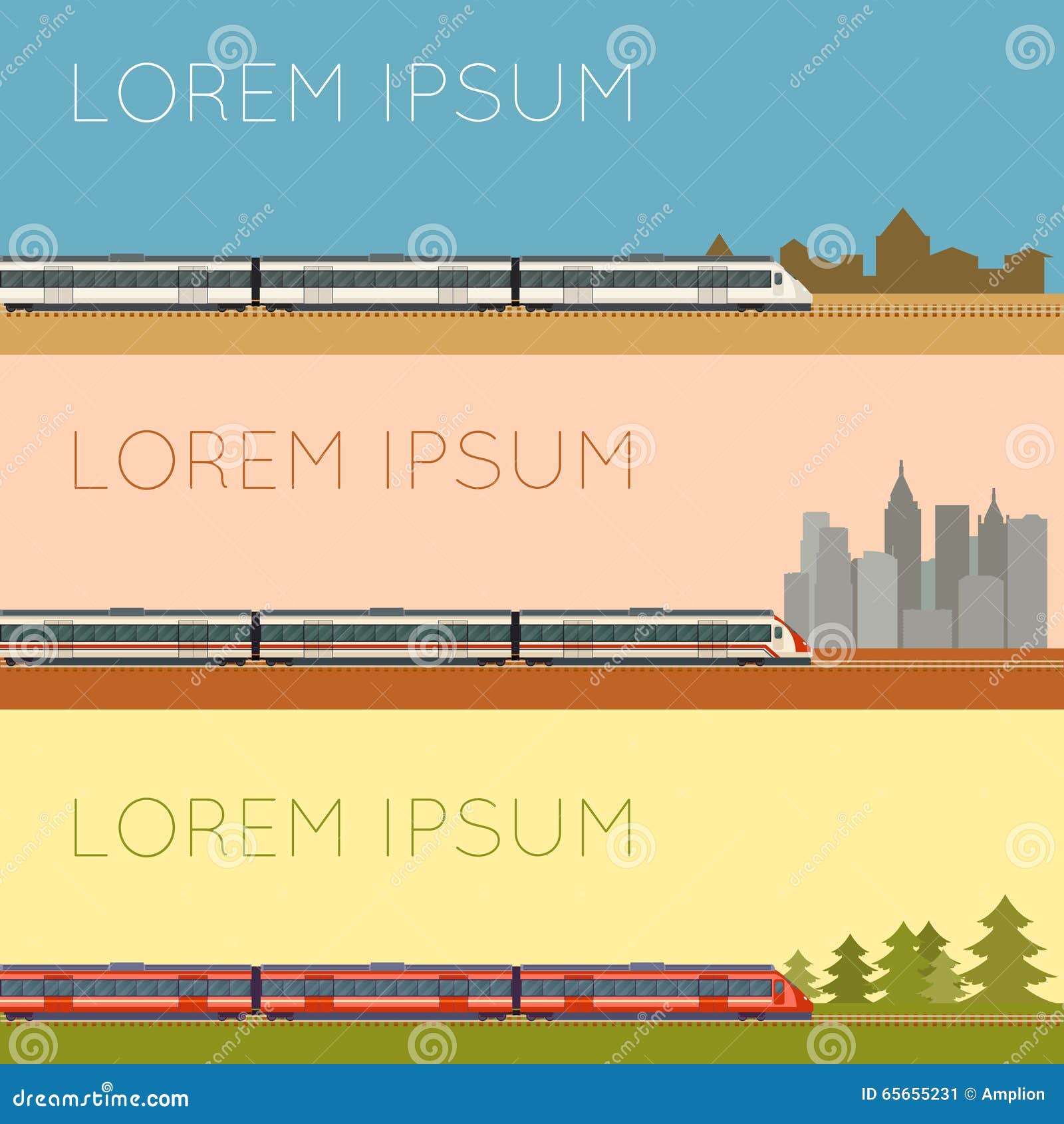 Set of Commuter Train Banners Stock Vector - Illustration of move ...