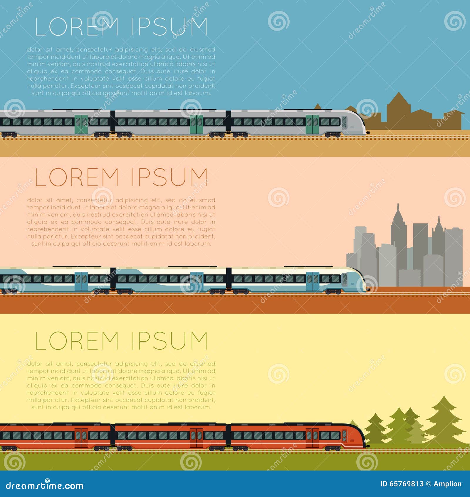 Set of Commuter Train Banners Stock Vector - Illustration of rapid ...