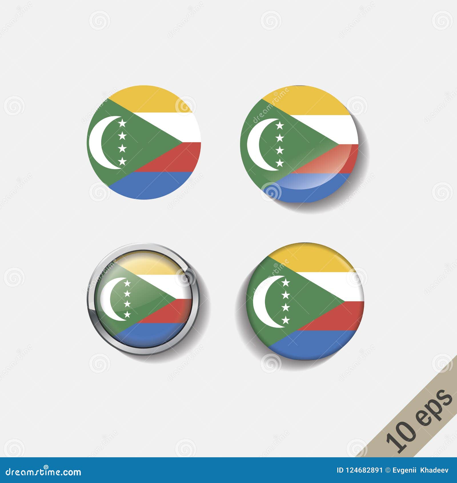 Set of COMOROS Flags Round Badges. Stock Illustration - Illustration of ...