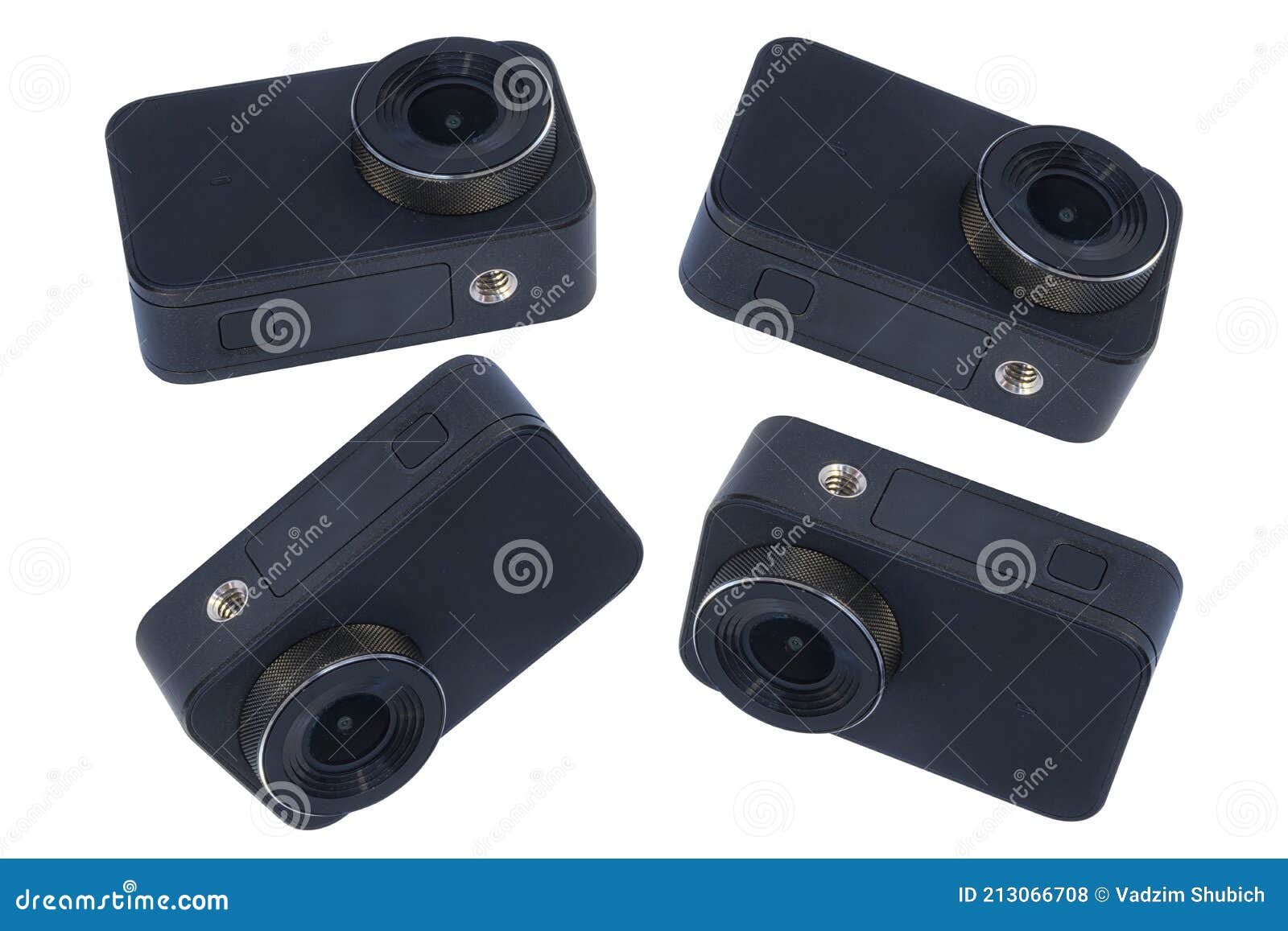 Set of Compact Action Cameras of Different Angles Isolated on a White ...