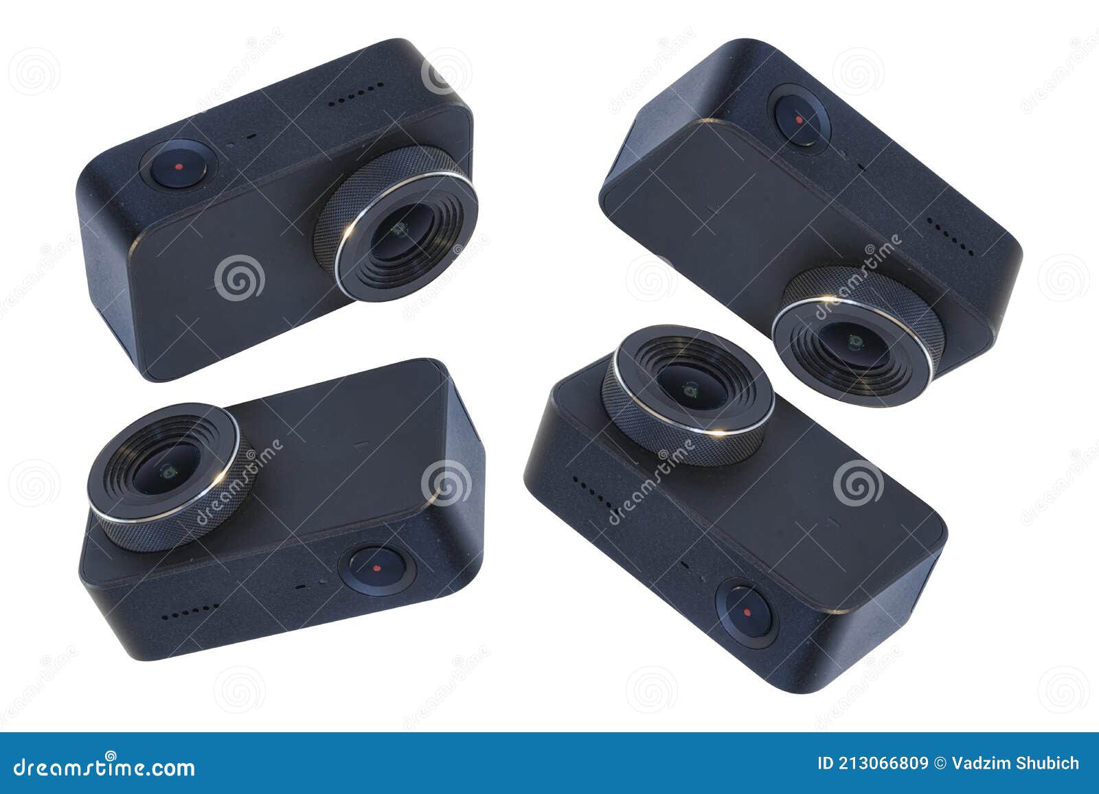 Set of Compact Action Cameras of Different Angles Isolated on a White ...