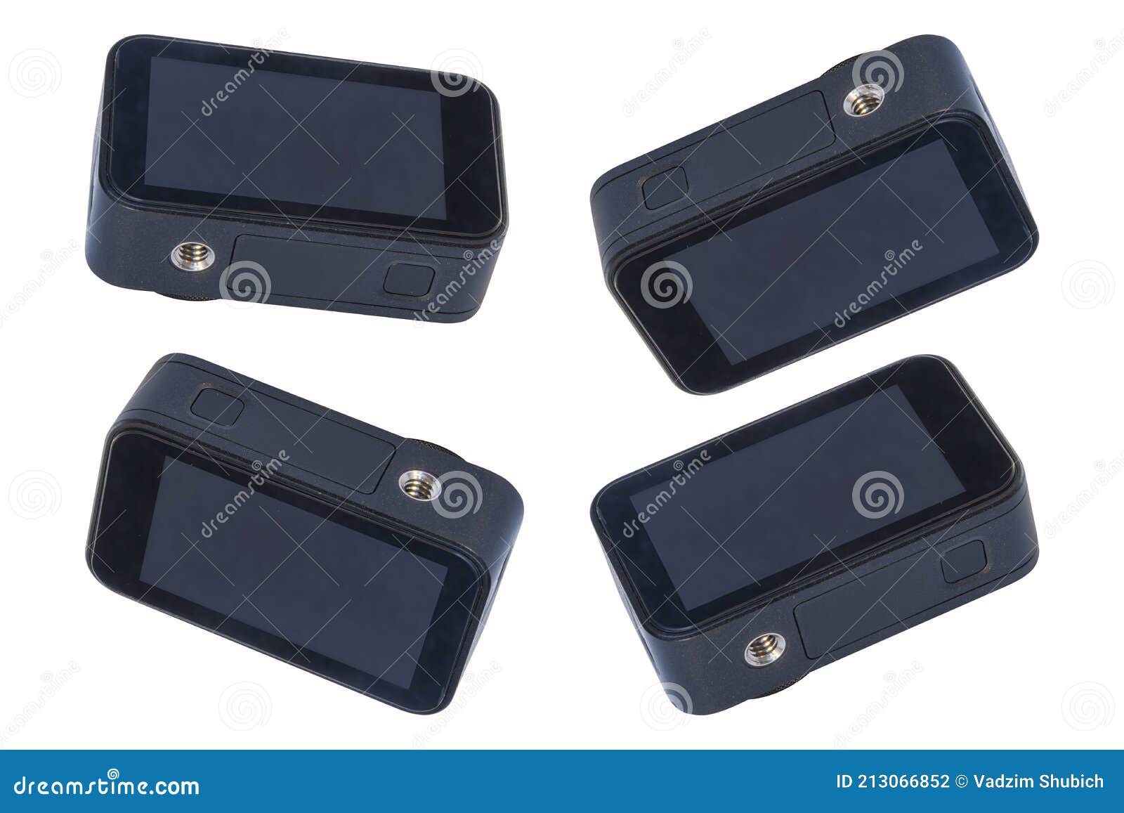 Set of Compact Action Cameras of Different Angles Isolated on a White ...