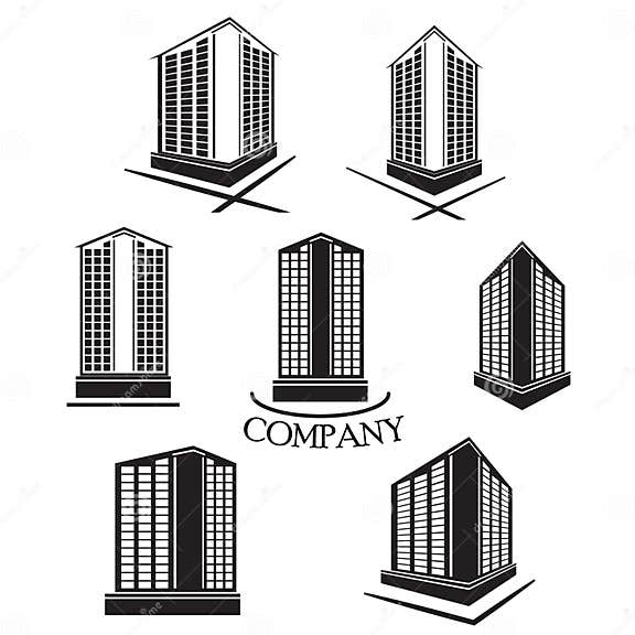 Set of Company Building Vector Logo and Icon Stock Vector ...