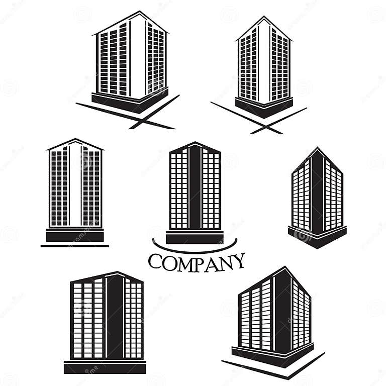 Set of Company Building Vector Logo and Icon Stock Vector ...