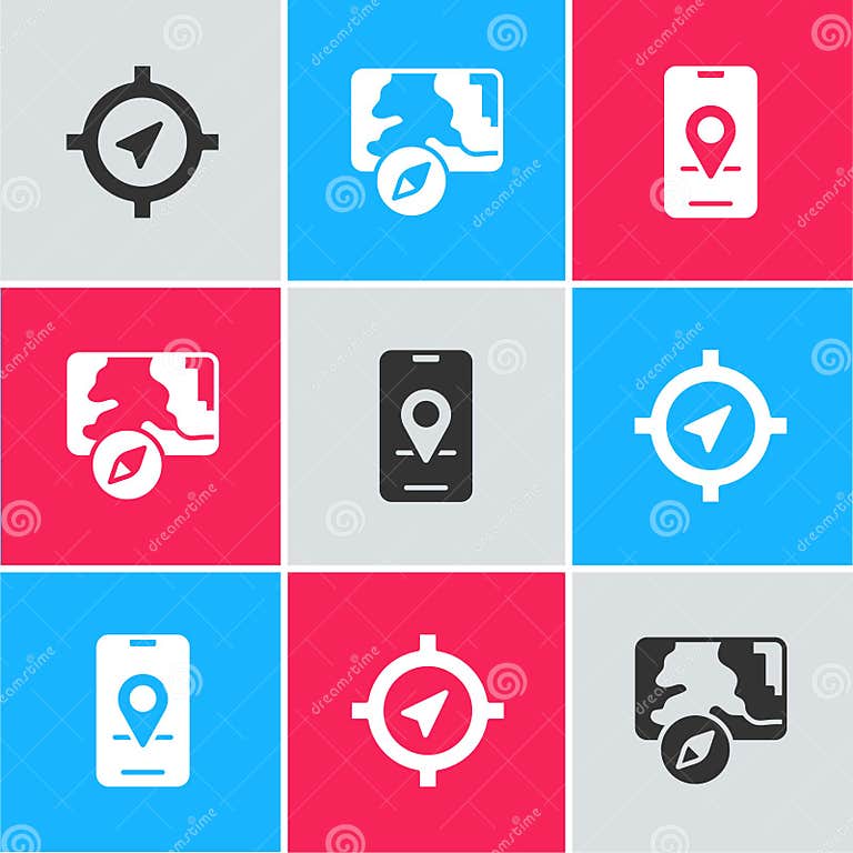 Set Compass, City Map Navigation and Icon. Vector Stock Vector ...