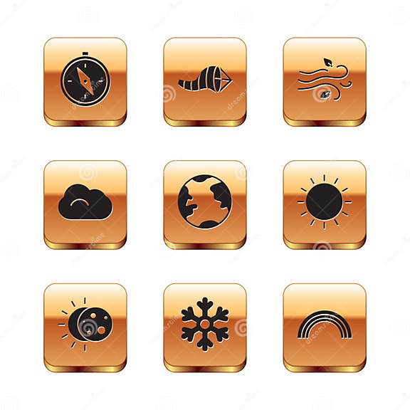 Set Compass, Eclipse of the Sun, Snowflake, Earth Globe, Cloud, Wind ...