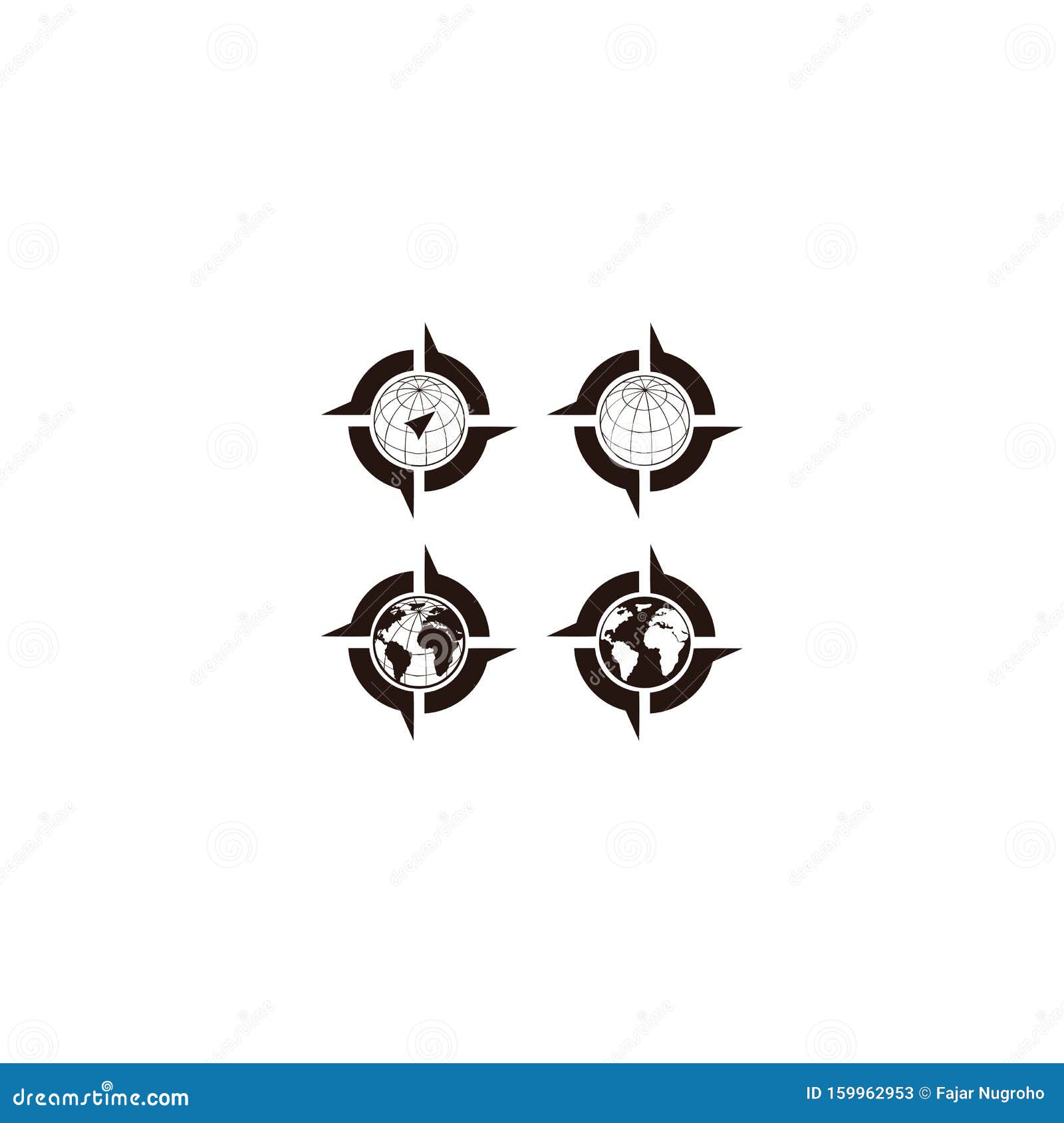 Set of Compass Logo Design Template Stock Vector - Illustration of ...