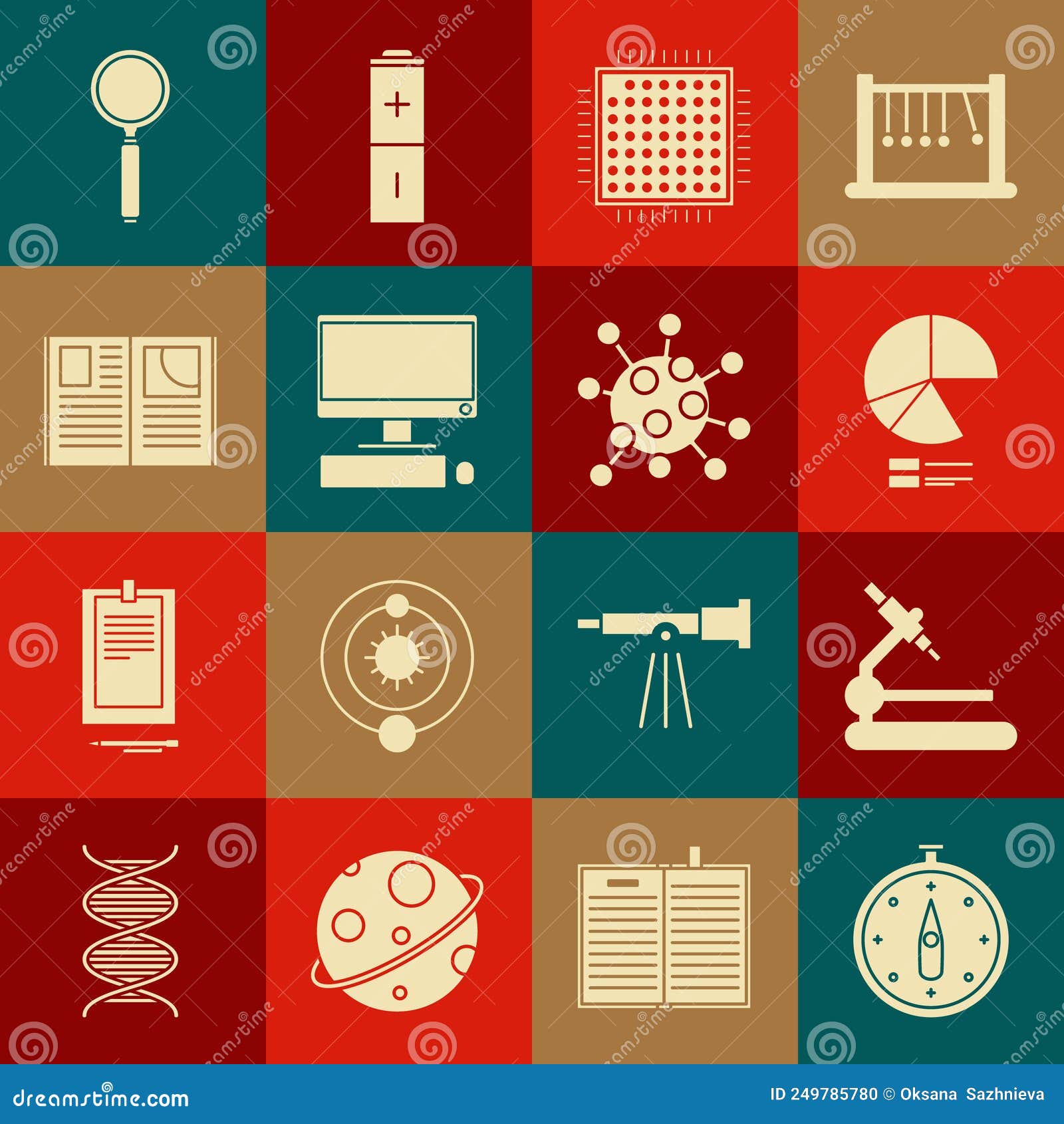 Set Compass, Microscope, Pie Chart Infographic, Processor, Computer ...