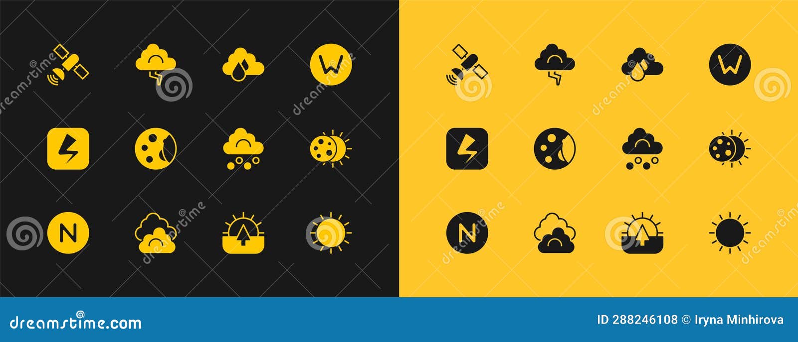 Set Compass North, Cloud, Hail Cloud, Sunrise, Moon Phases, with Rain ...
