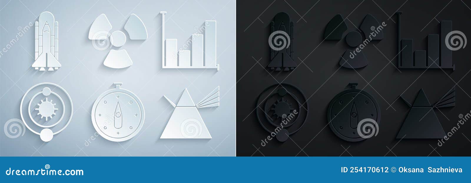 Set Compass, Pie Chart Infographic, Solar System, Light Rays Prism ...