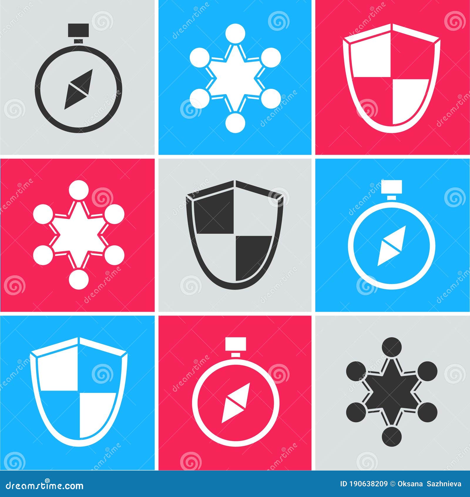 Set Compass, Police Badge and Shield Icon. Vector Stock Vector ...