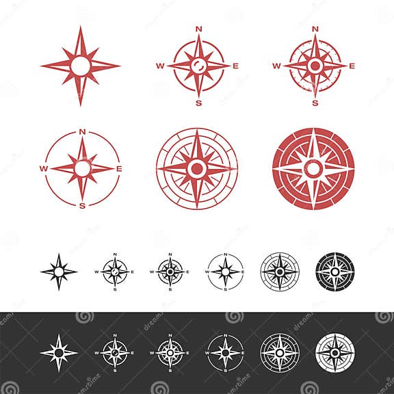 Set Compass Rose Icon Logo Template Illustration Design. Vector EPS 10 ...