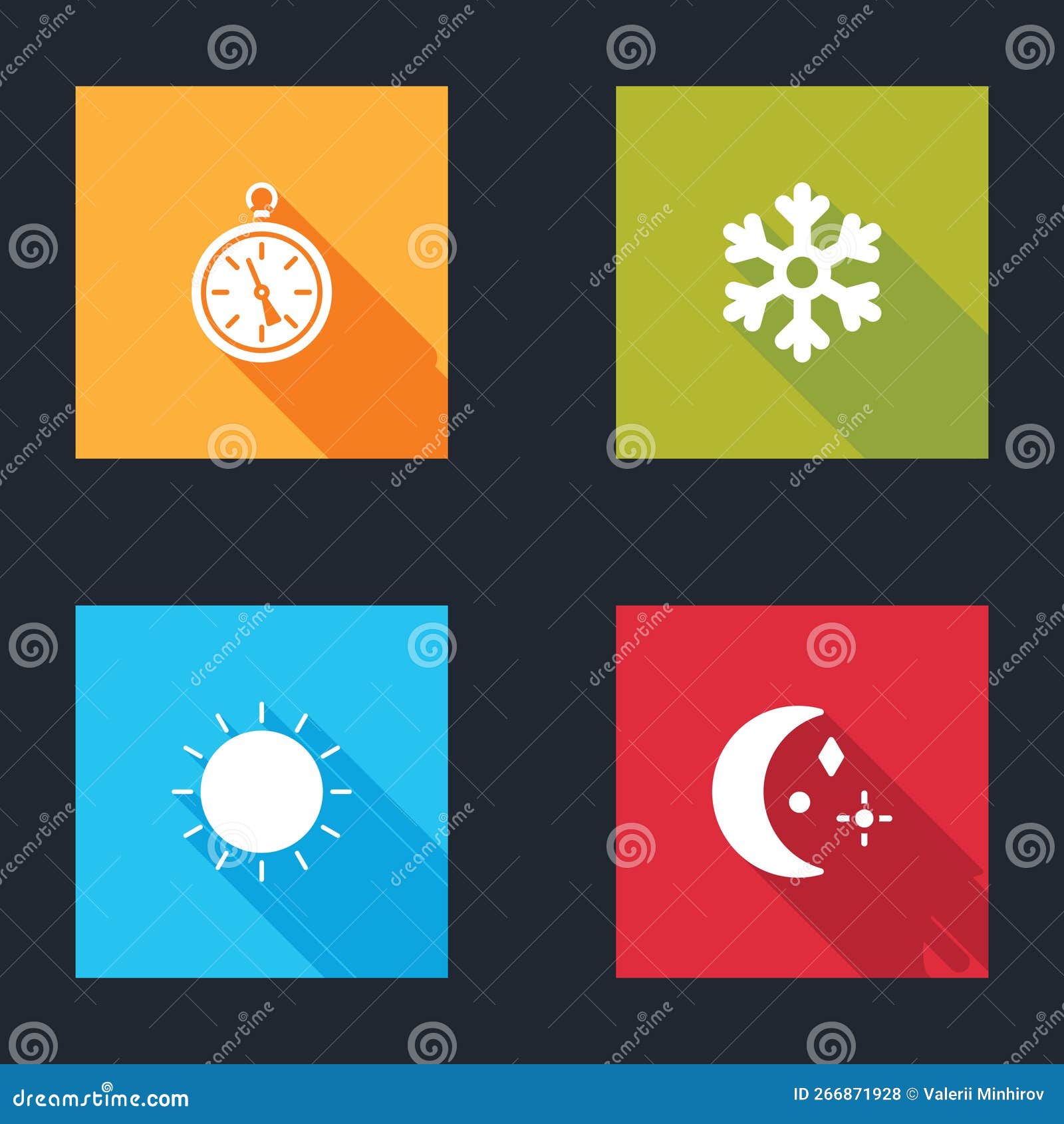 Set Compass, Snowflake, Sun and Moon and Stars Icon. Vector Stock ...