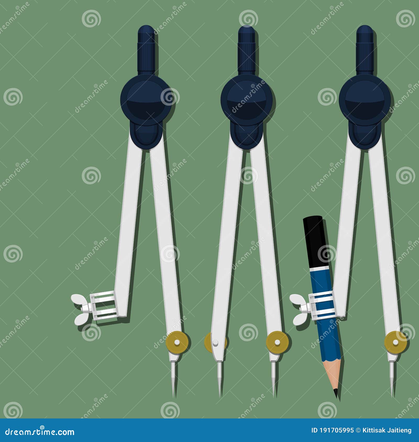 Set of Compasses and Divider on Transparent Background Stock Vector ...