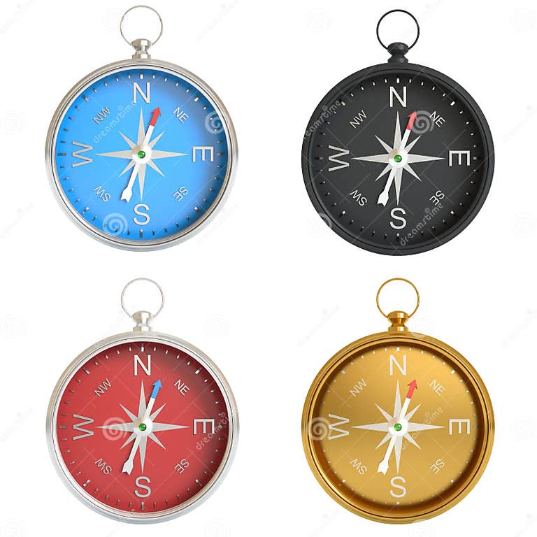 Set of Compasses Isolated on White Background Stock Image - Image of ...
