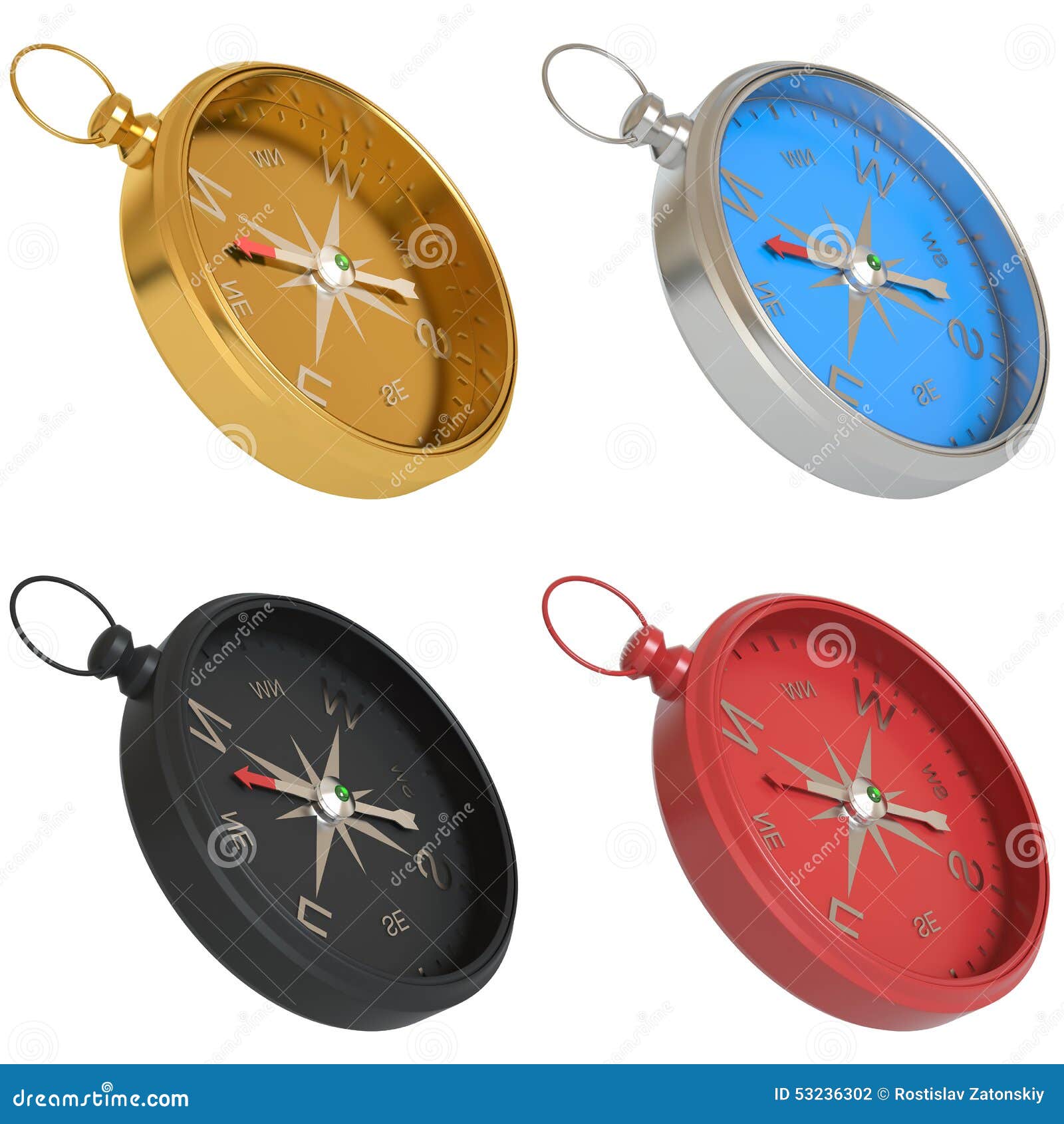 Set of Compasses Isolated on White Background Stock Illustration ...