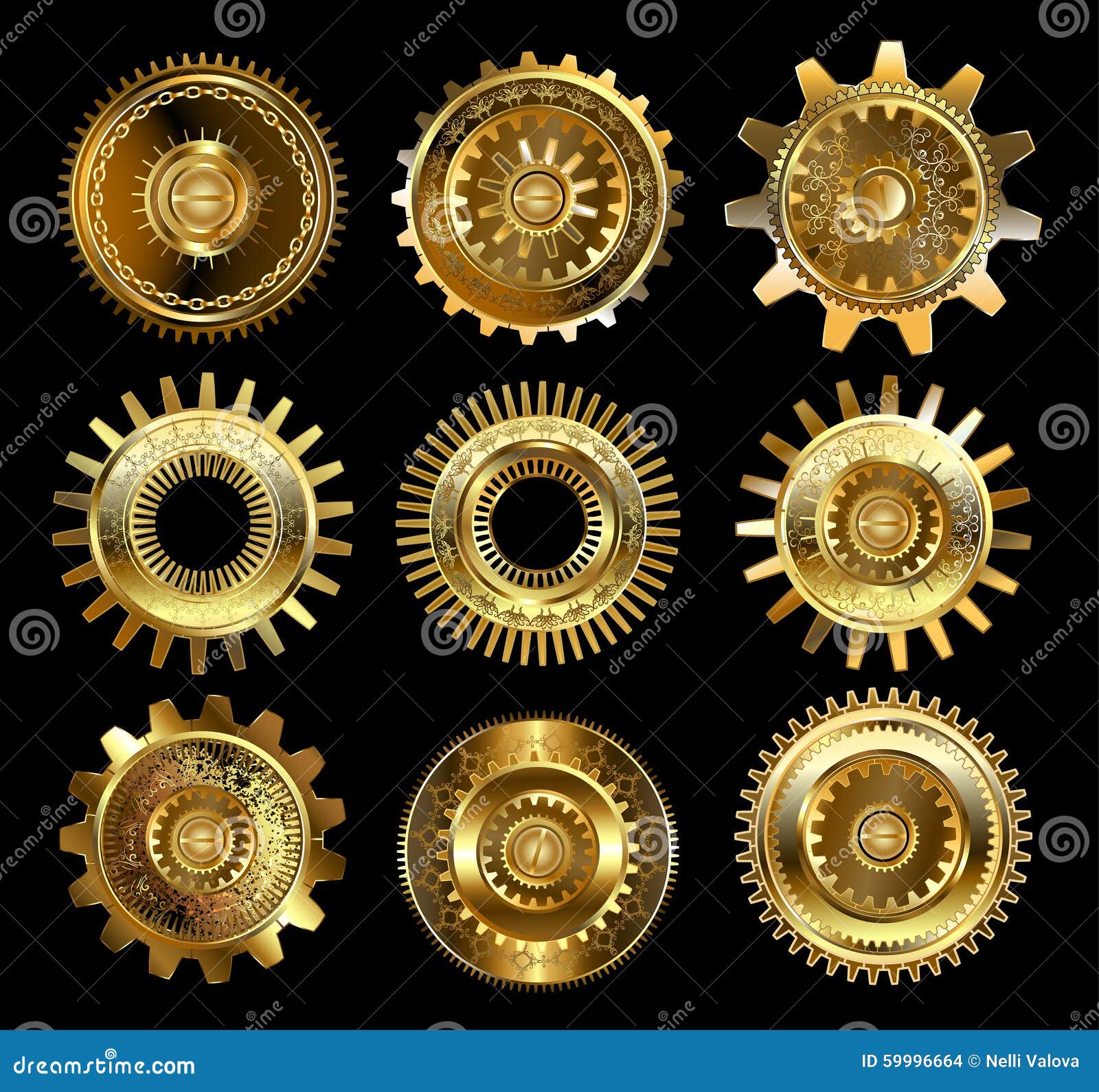 Set of complex gears stock vector. Illustration of clockwork - 59996664
