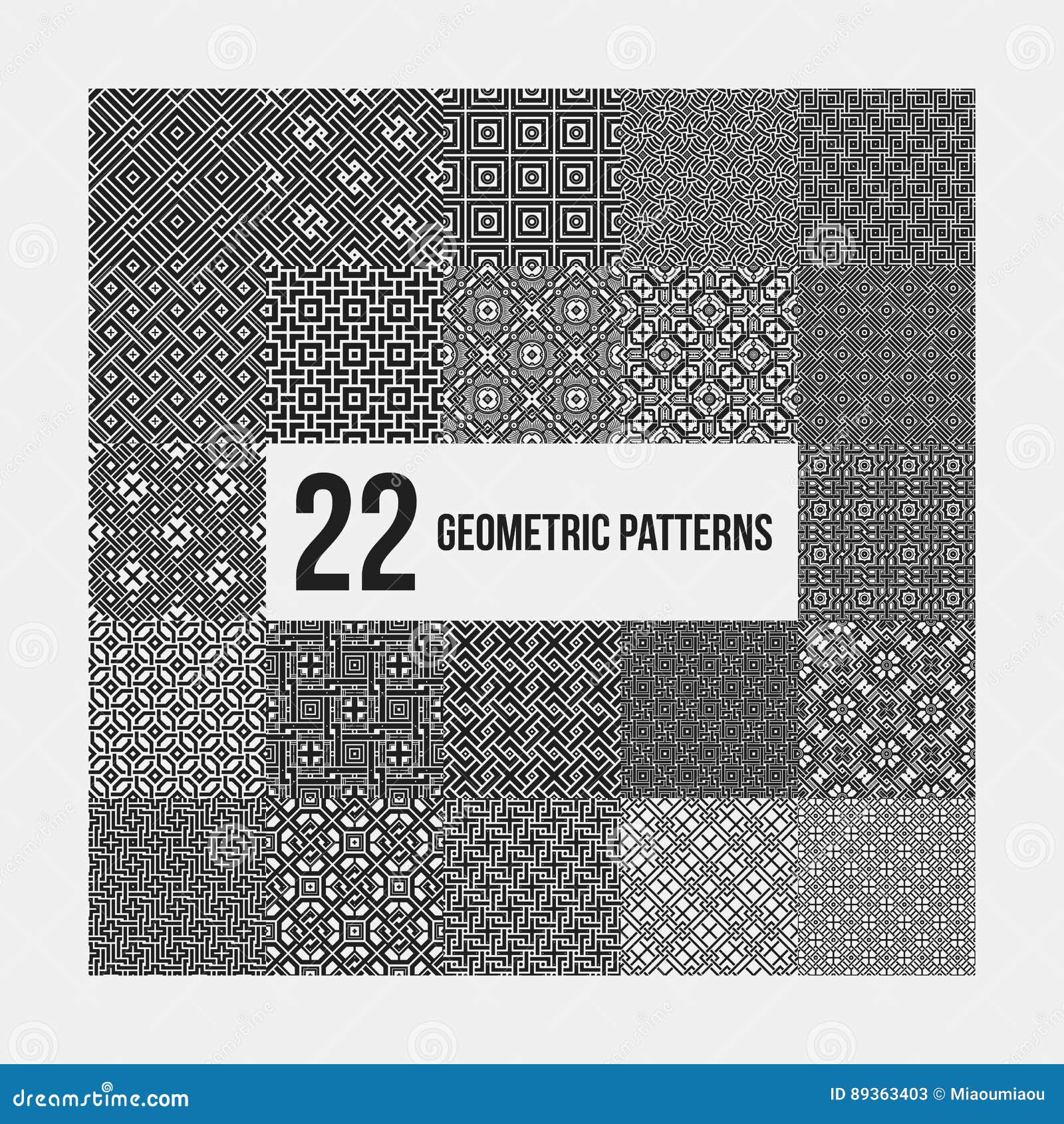 Set of 22 Complex Monochrome Geometric Patterns Stock Vector ...