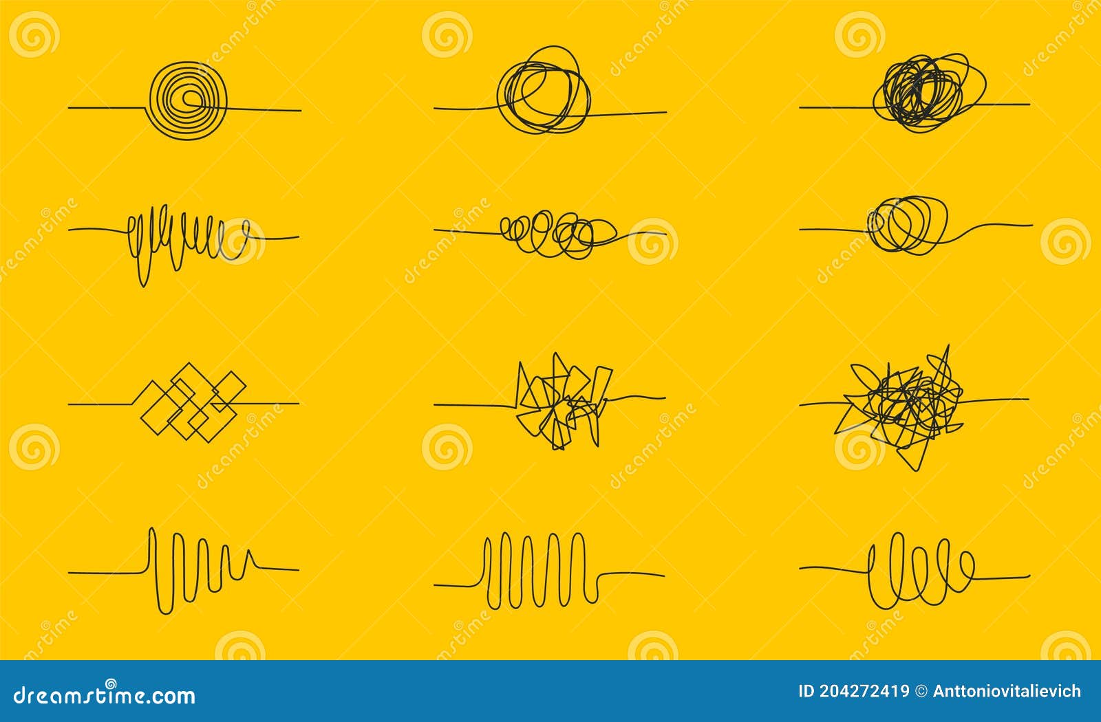 Chaotic Doodle. Thread Clew Knot. Insane Messy Line. Complicated Clew ...