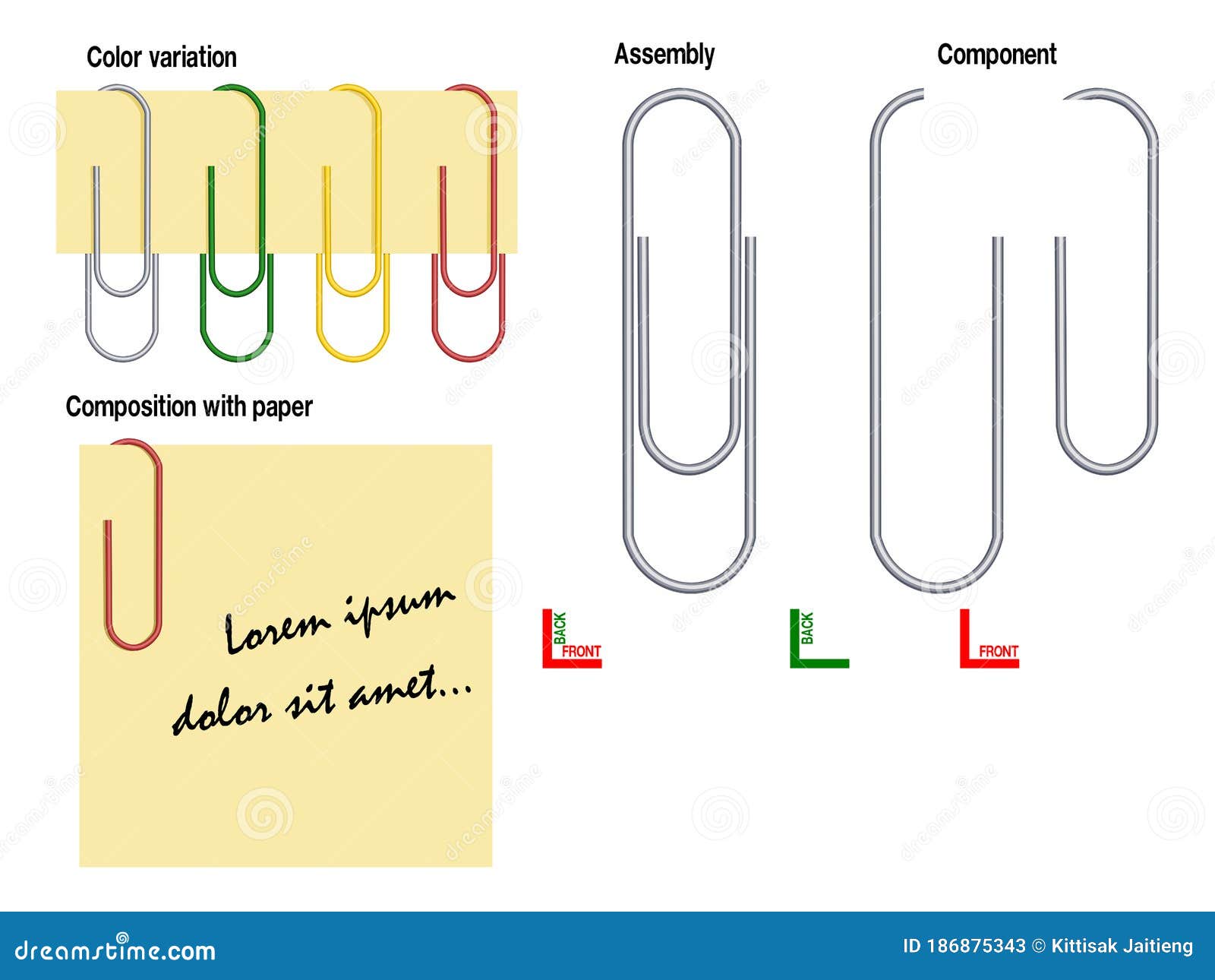 Set of Component of Paper Clip. There are 2 Components Front and Back ...