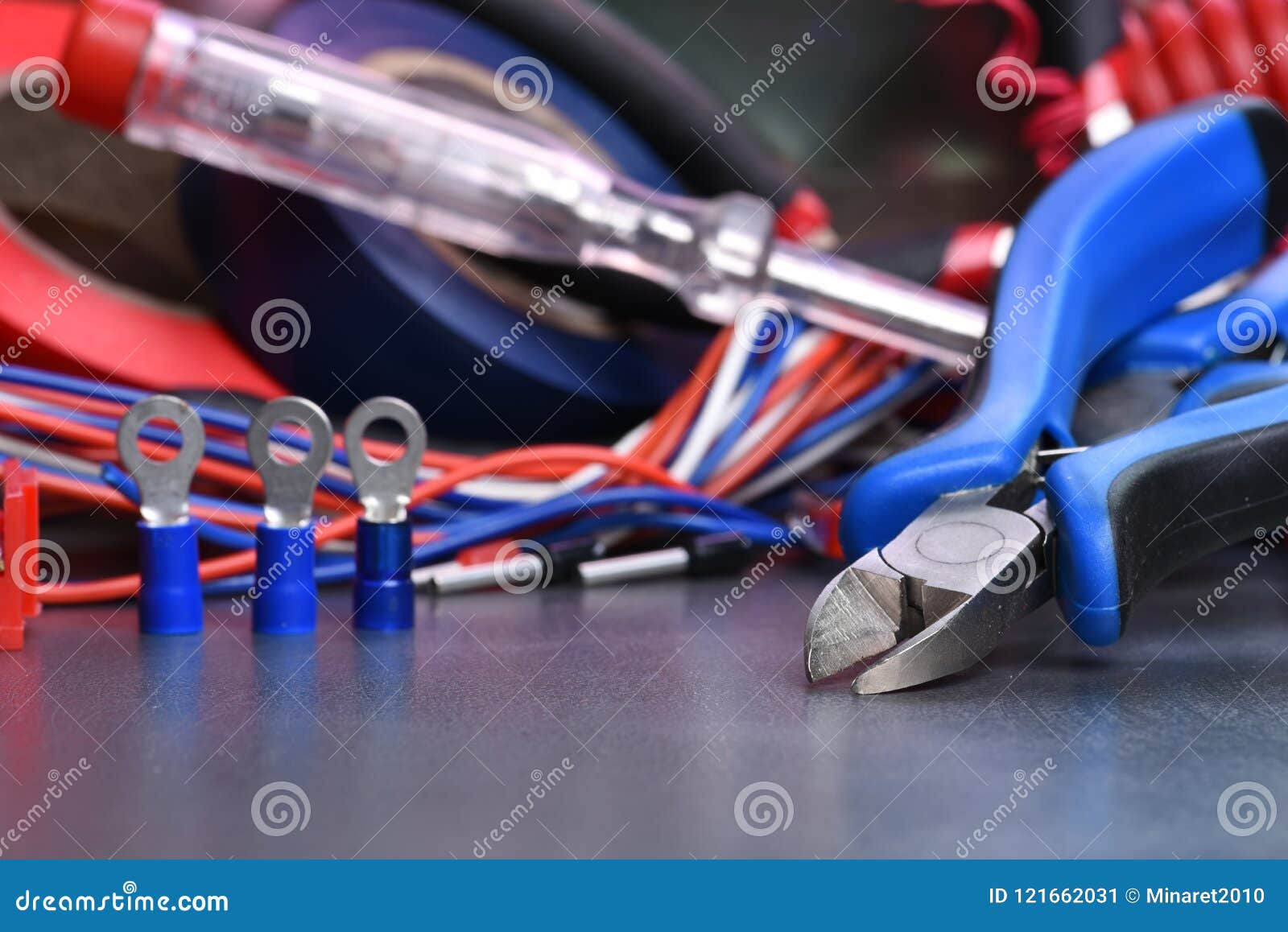 Set of Components and Tools for Use in Electrical Installations Stock ...