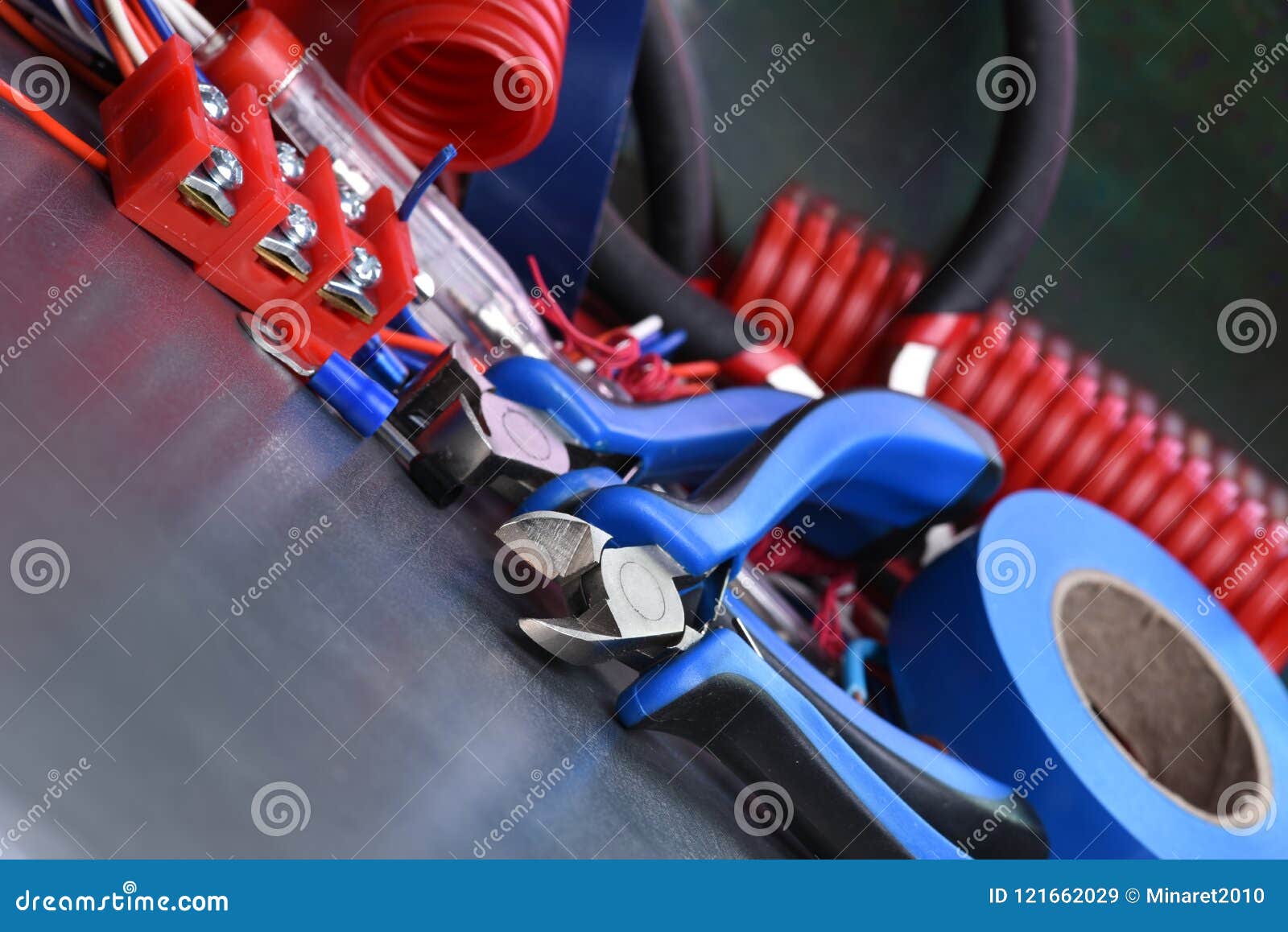 Set of Components and Tools for Use in Electrical Installations Stock ...