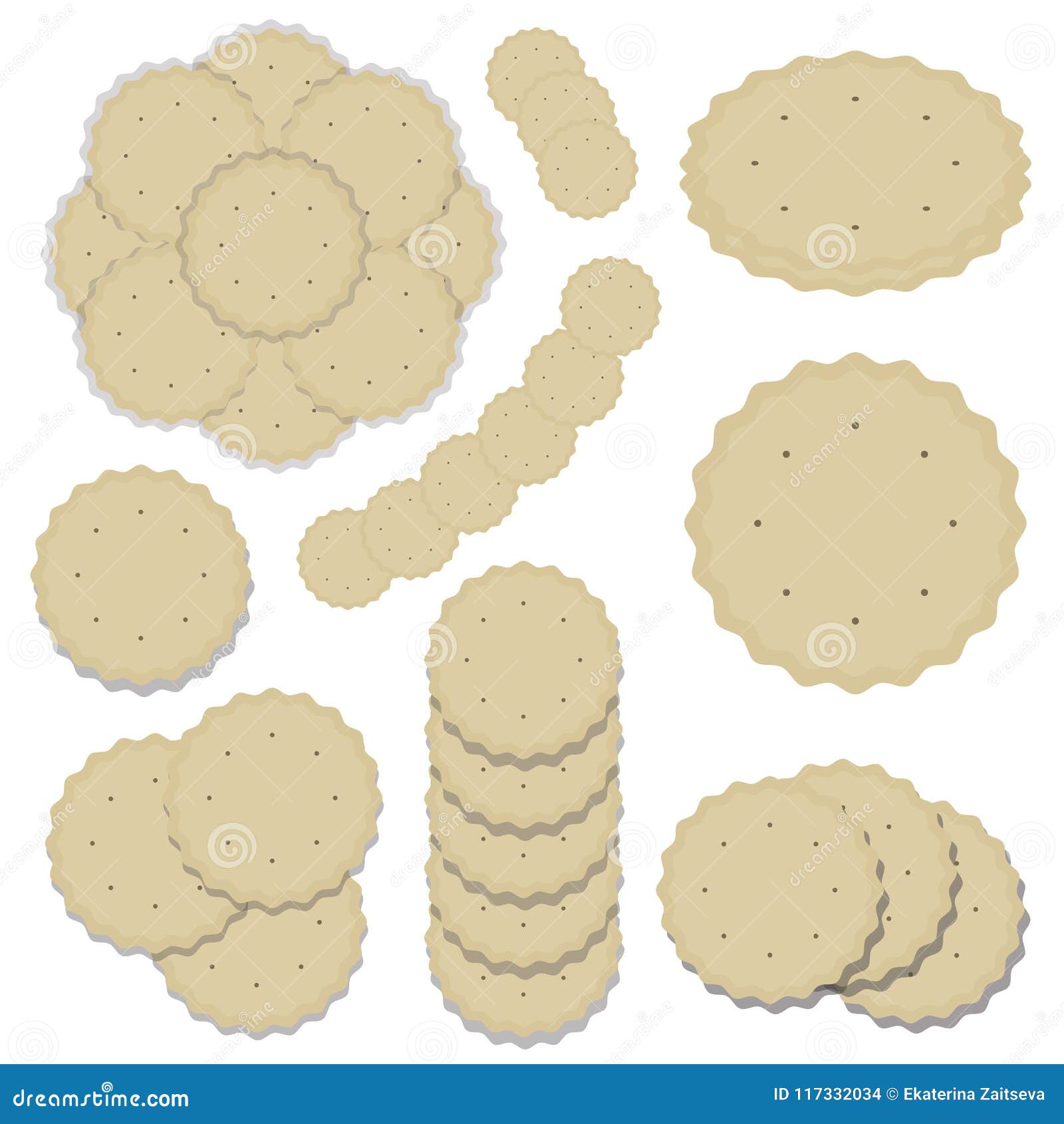 Set Of Compositions From Round Cookies Baking Delicious Crispy Light ...