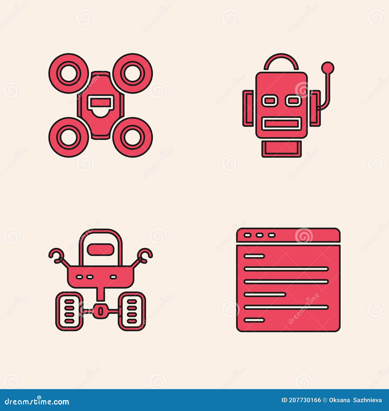 Set Computer Api Interface Drone Robot and Mars Rover Icon. Vector ... Set Computer Api Interface Drone Robot and Mars Rover Icon. Vector ...