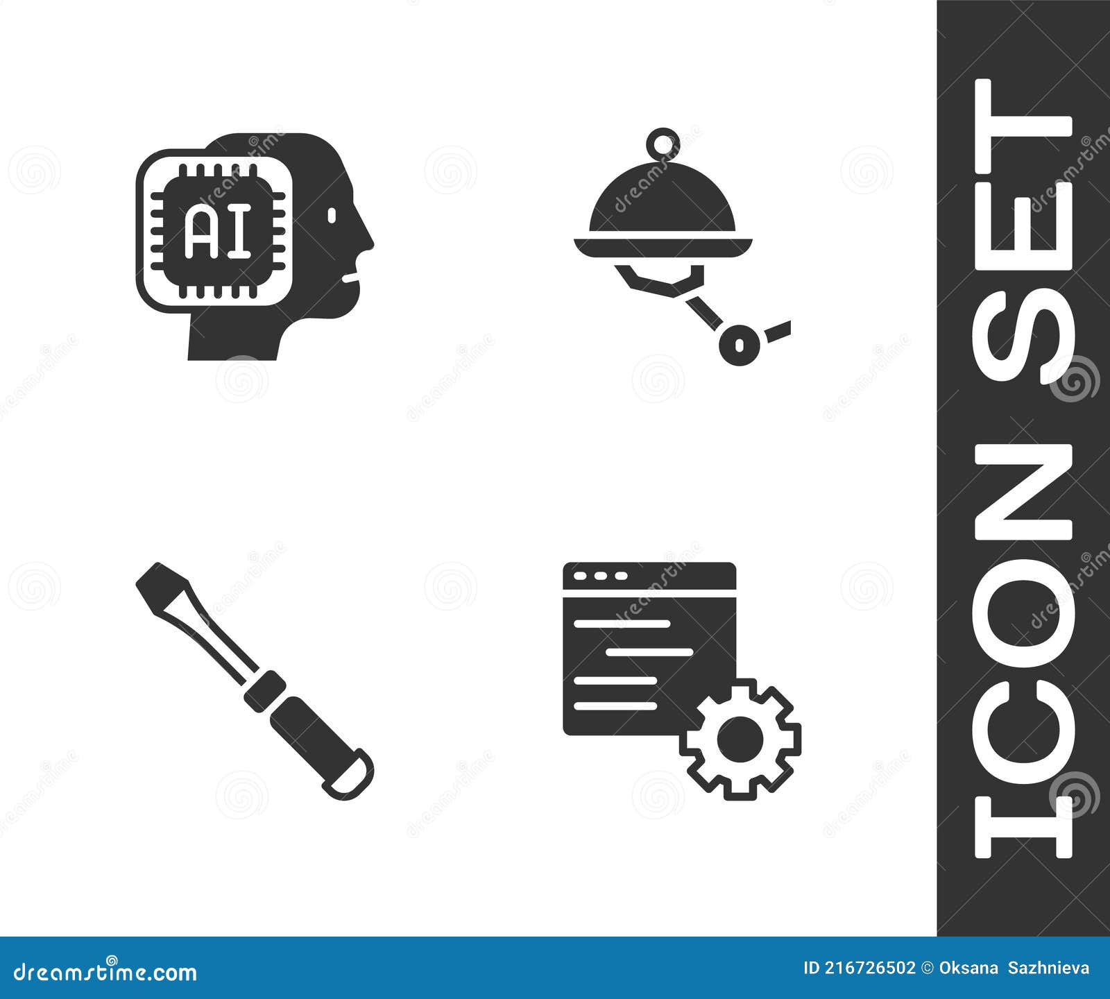 Set Computer Api Interface, Humanoid Robot, Screwdriver and Waiter Icon ... Set Computer Api Interface, Humanoid Robot, Screwdriver and Waiter Icon ...