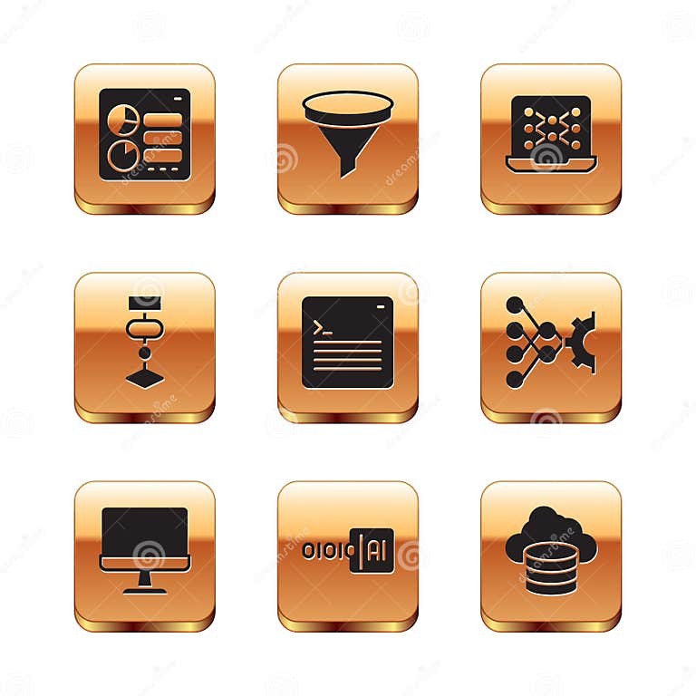 Set Computer Api Interface, Monitor, Binary Code, Web Developer Programming, Algorithm, Neural ...