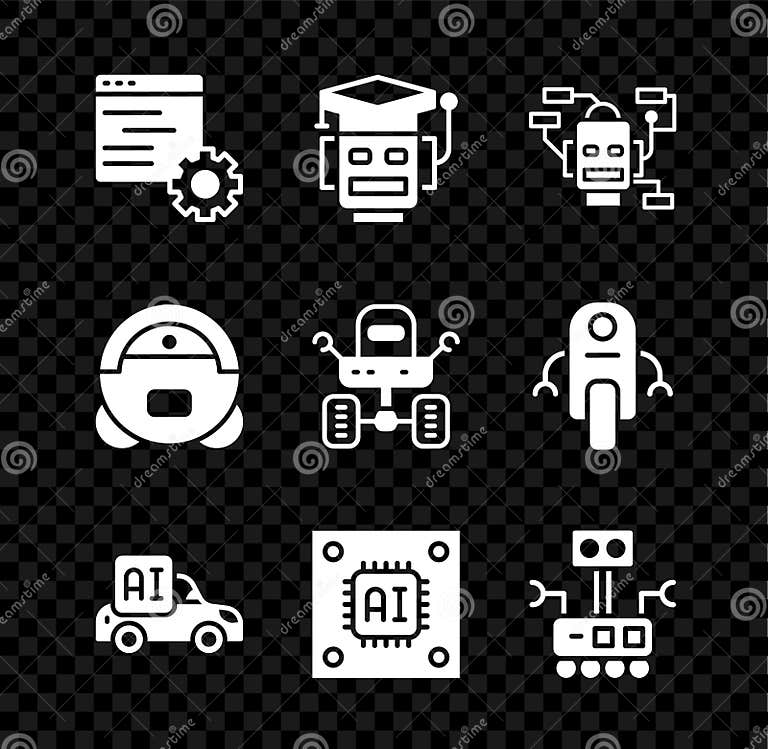 Set Computer Api Interface, Robot, Autonomous Smart Car, Processor with Microcircuits CPU ...
