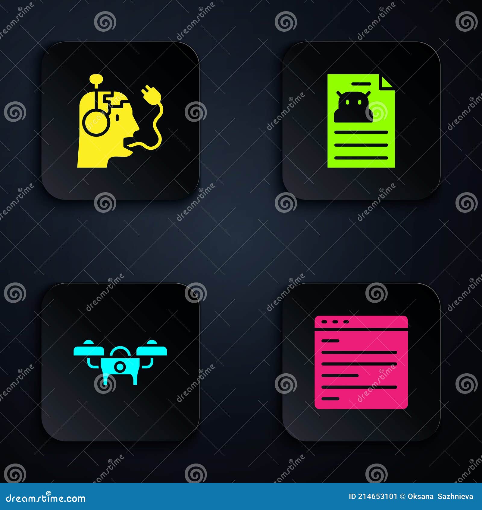 Set Computer Api Interface, Robot Charging Battery, Drone and Technical ...