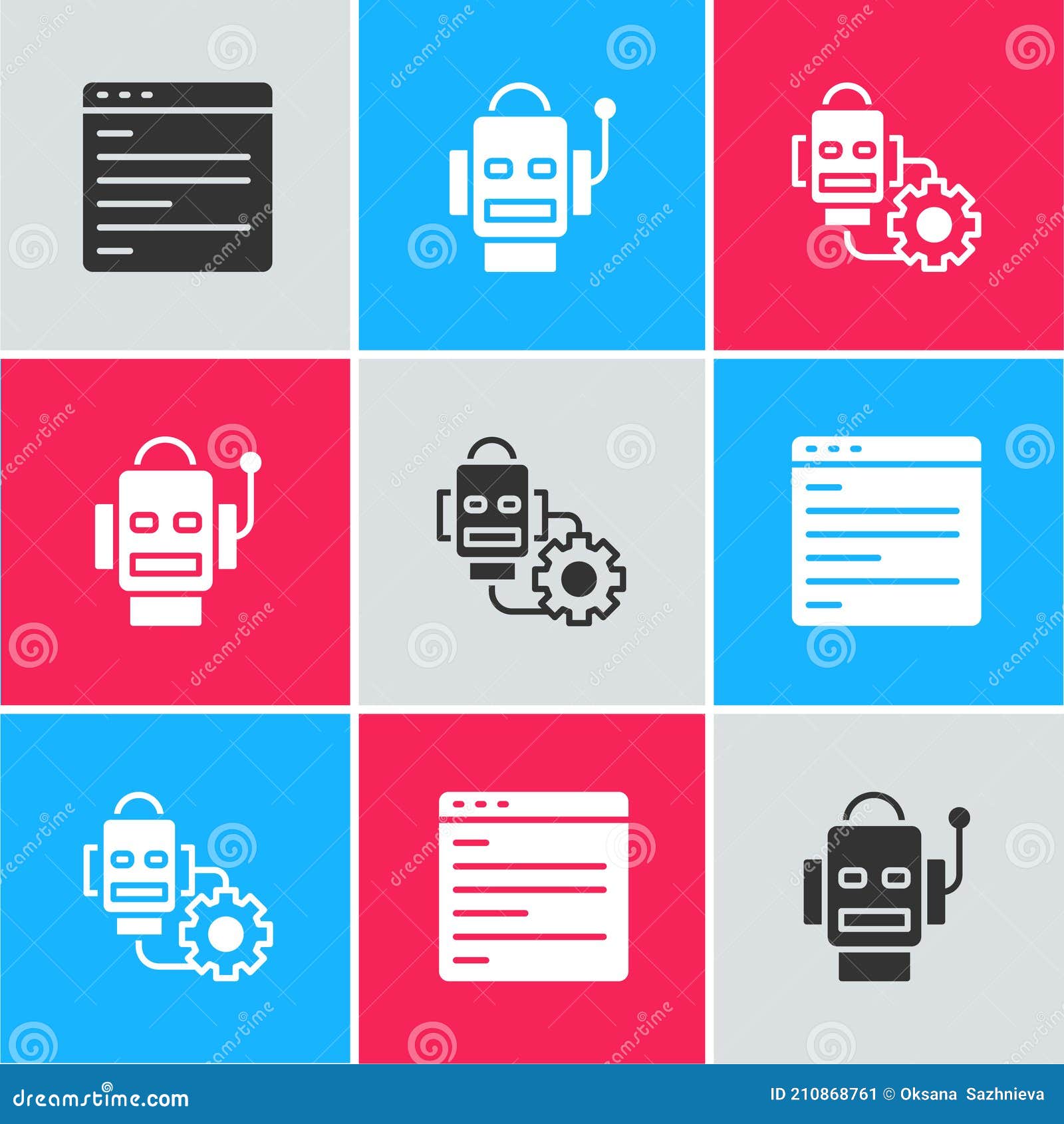 Set Computer Api Interface, Robot and Setting Icon. Vector Stock Vector ... Set Computer Api Interface, Robot and Setting Icon. Vector Stock Vector ...