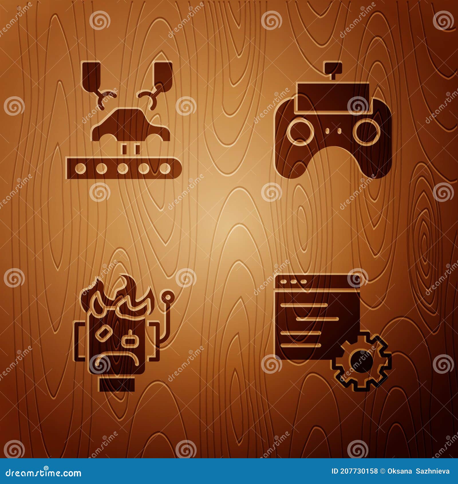 Set Computer Api Interface, Robotic Robot Arm on Factory, Burned Out ...