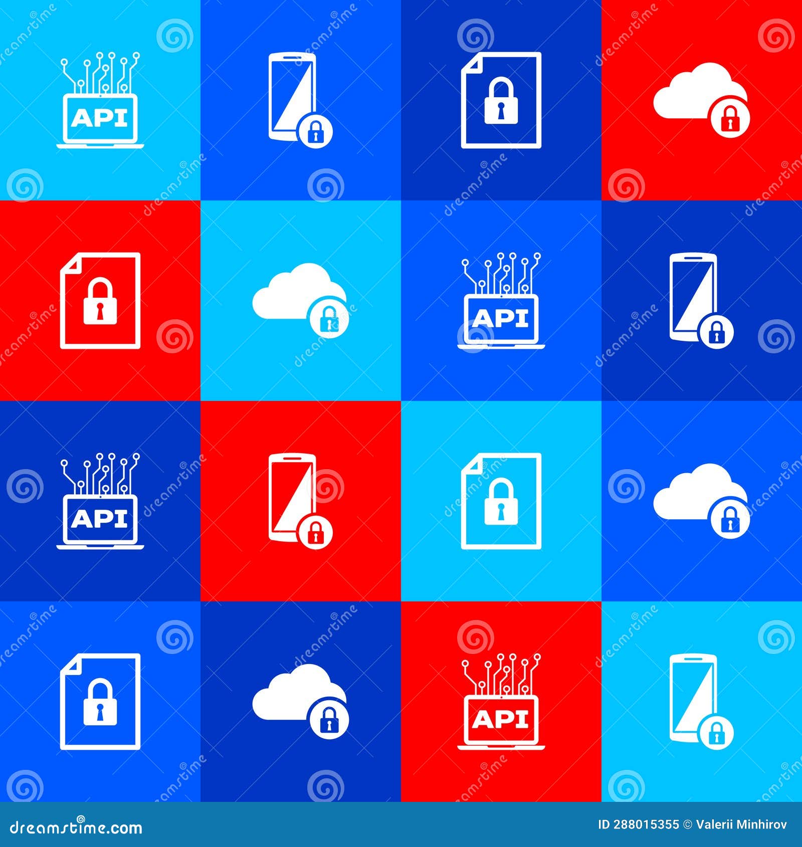 Set Computer Api Interface Smartphone With Lock Document And And