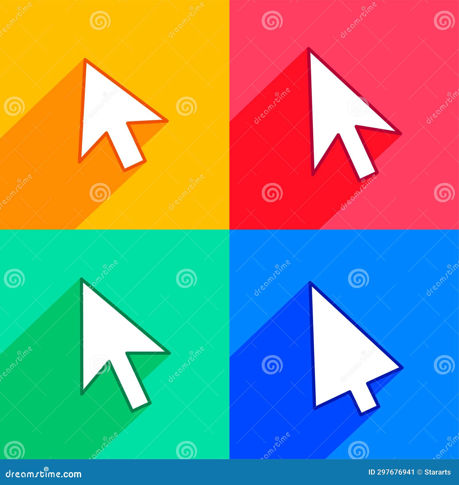 Set of Computer Arrow Symbol in Four Color Stock Vector - Illustration ...