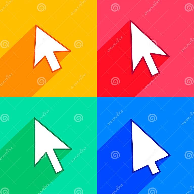 Set of Computer Arrow Symbol in Four Color Stock Vector - Illustration ...