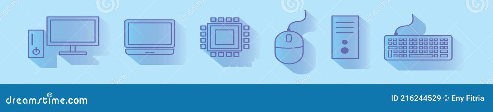 Set of Computer Cartoon Icon Design Template with Various Models ...