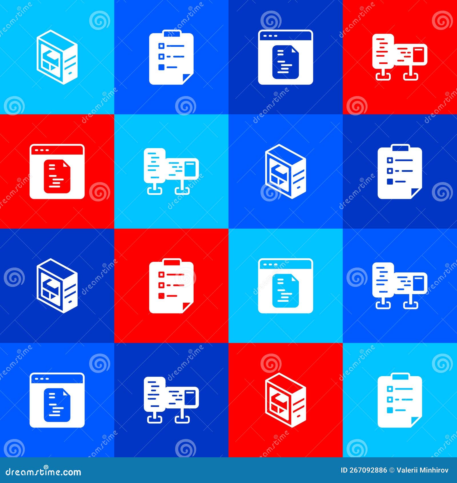 Set Computer, Clipboard with Checklist, Software and Monitor Screen Icon. Vector Stock Vector ...
