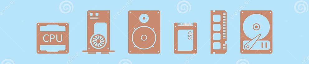 Set of Computer Cpu Cartoon Design Template with Various Models. Vector ...